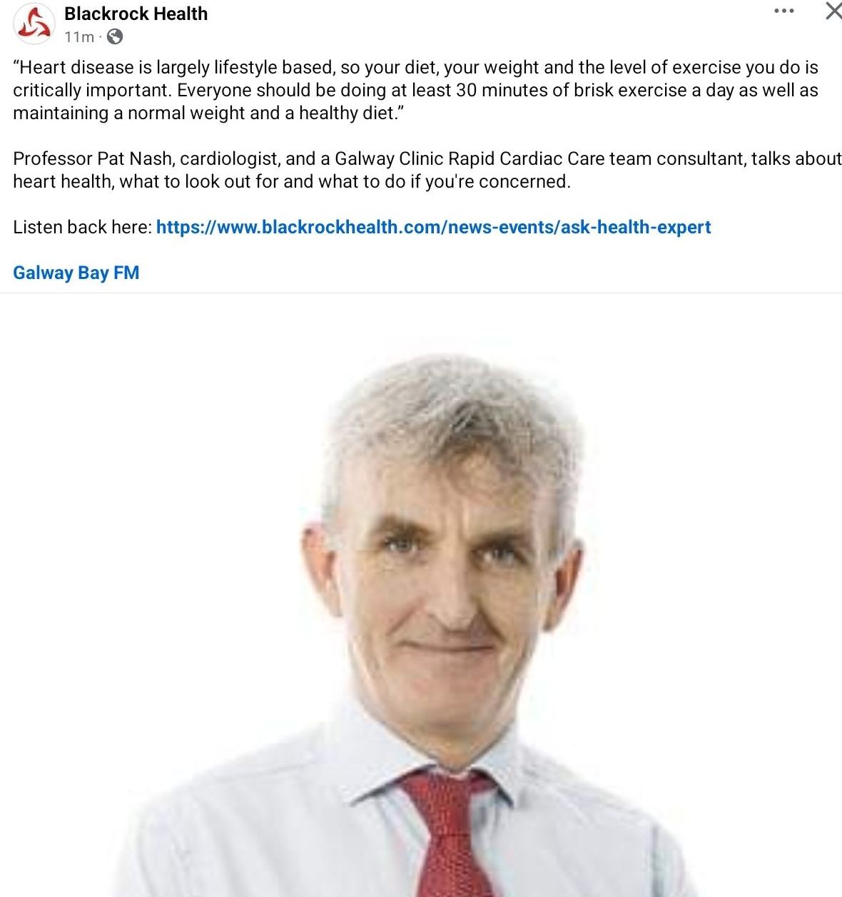 Professor Pat Nash,cardiologist, at Blackrock Health Galway Clinic ...